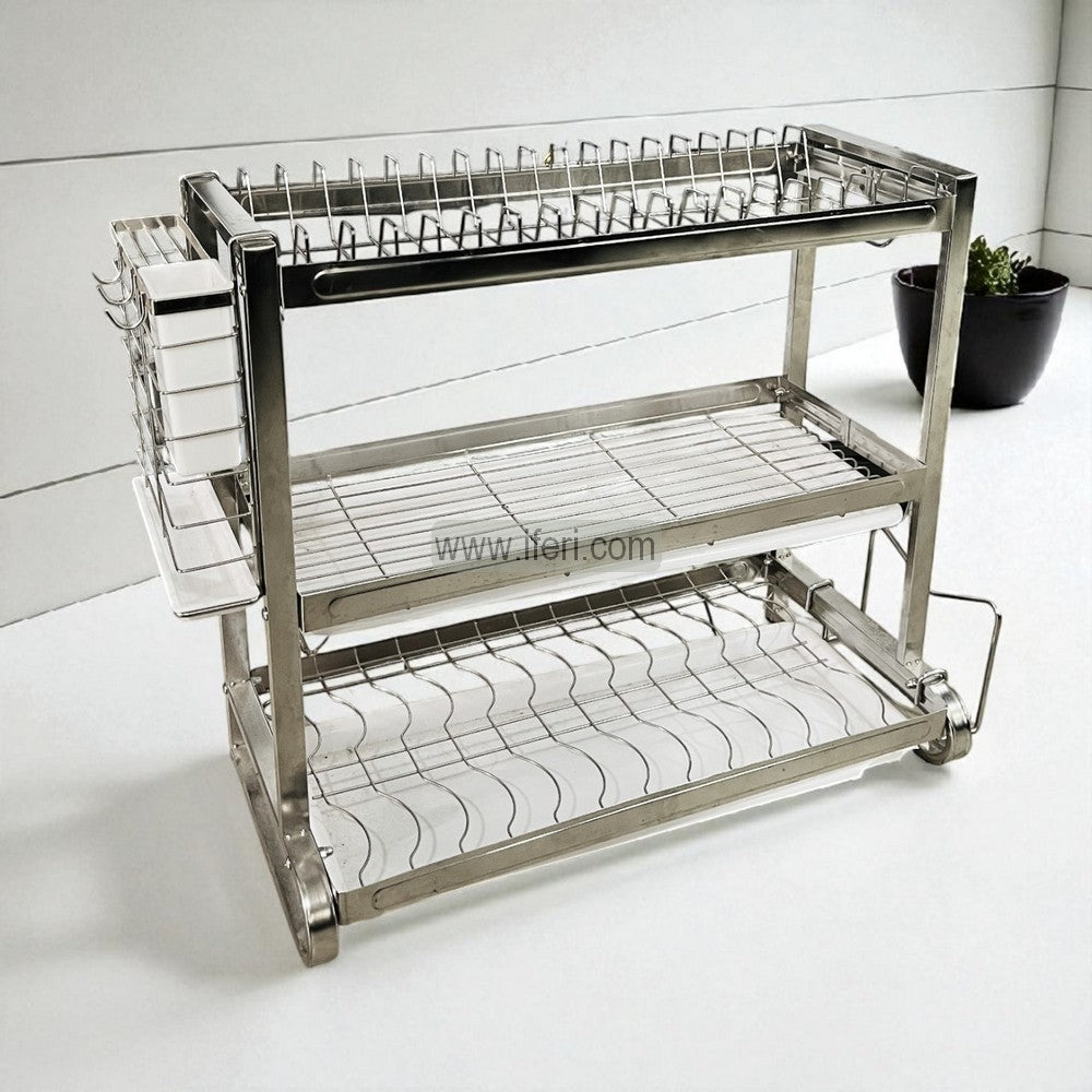 3 Tier Stainless Steel Wall Mounted Dish Drying Storage Rack with Spoo ...