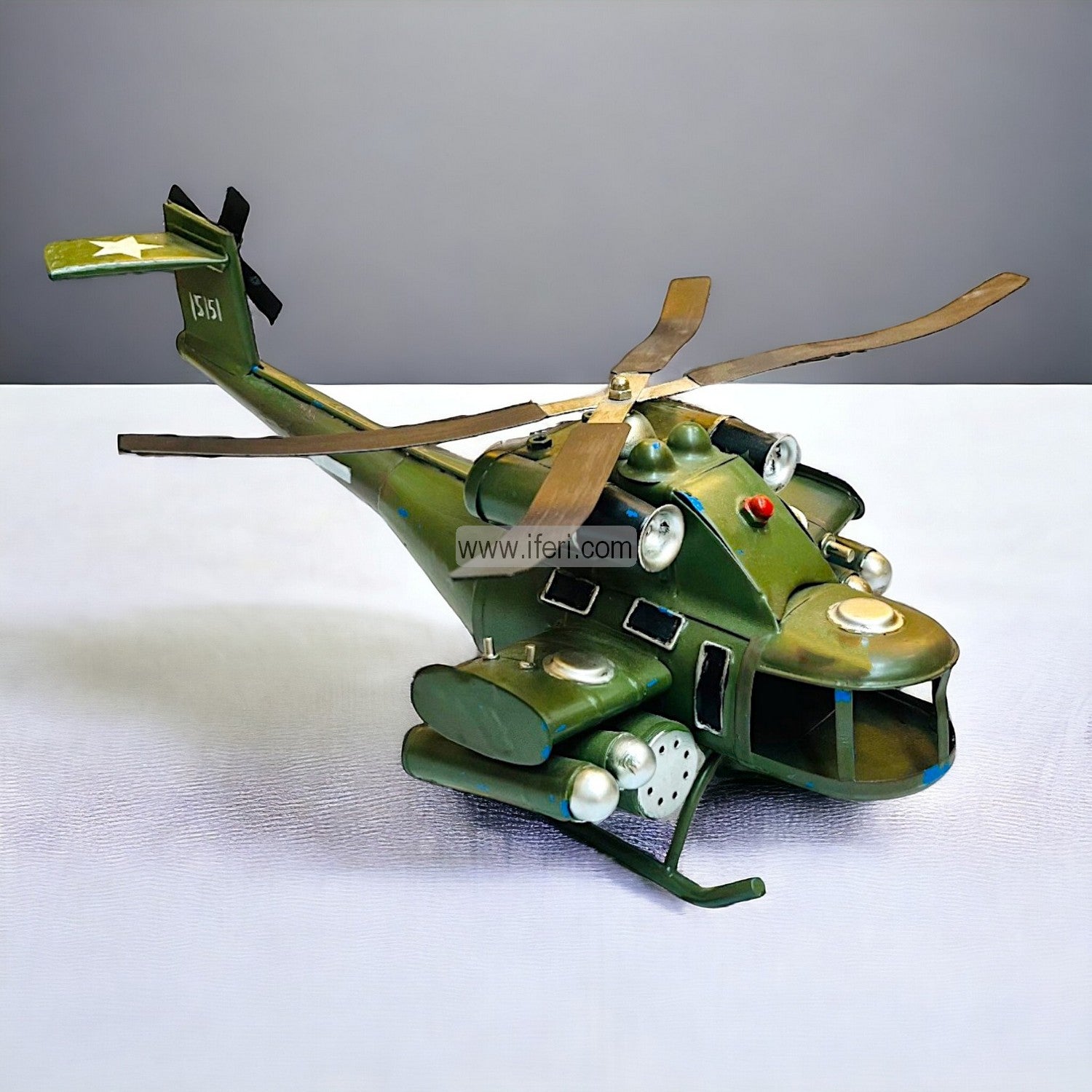 10.5 Inch Vintage Metal Military Helicopter Model Sculpture Showpiece ...